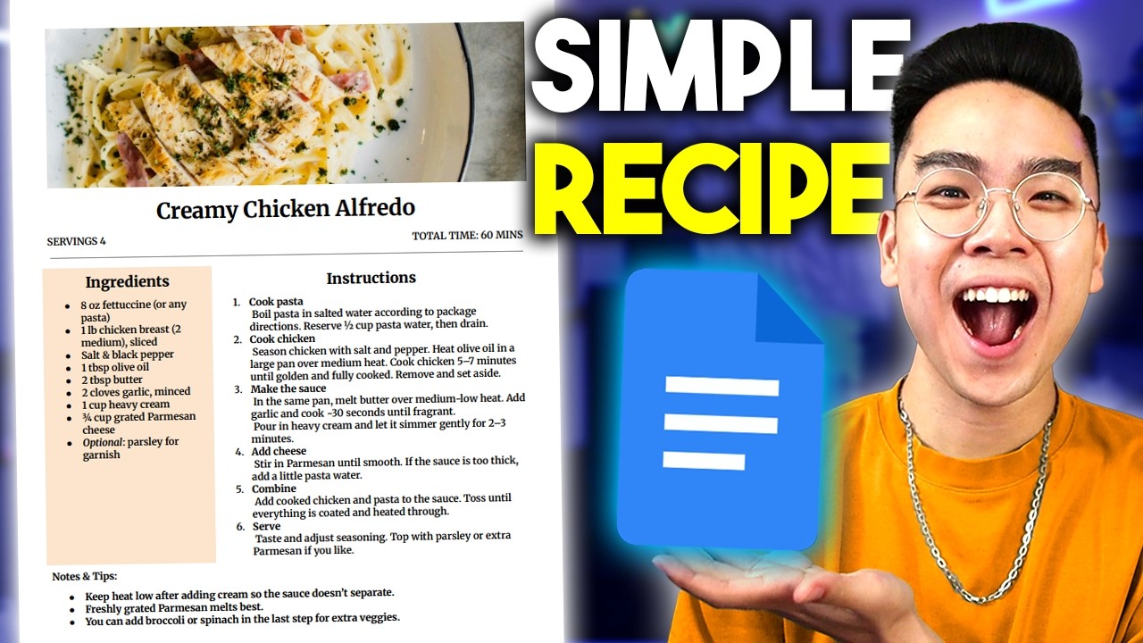 How to Make a Modern RECIPE SHEET in Google Docs *TUTORIAL*