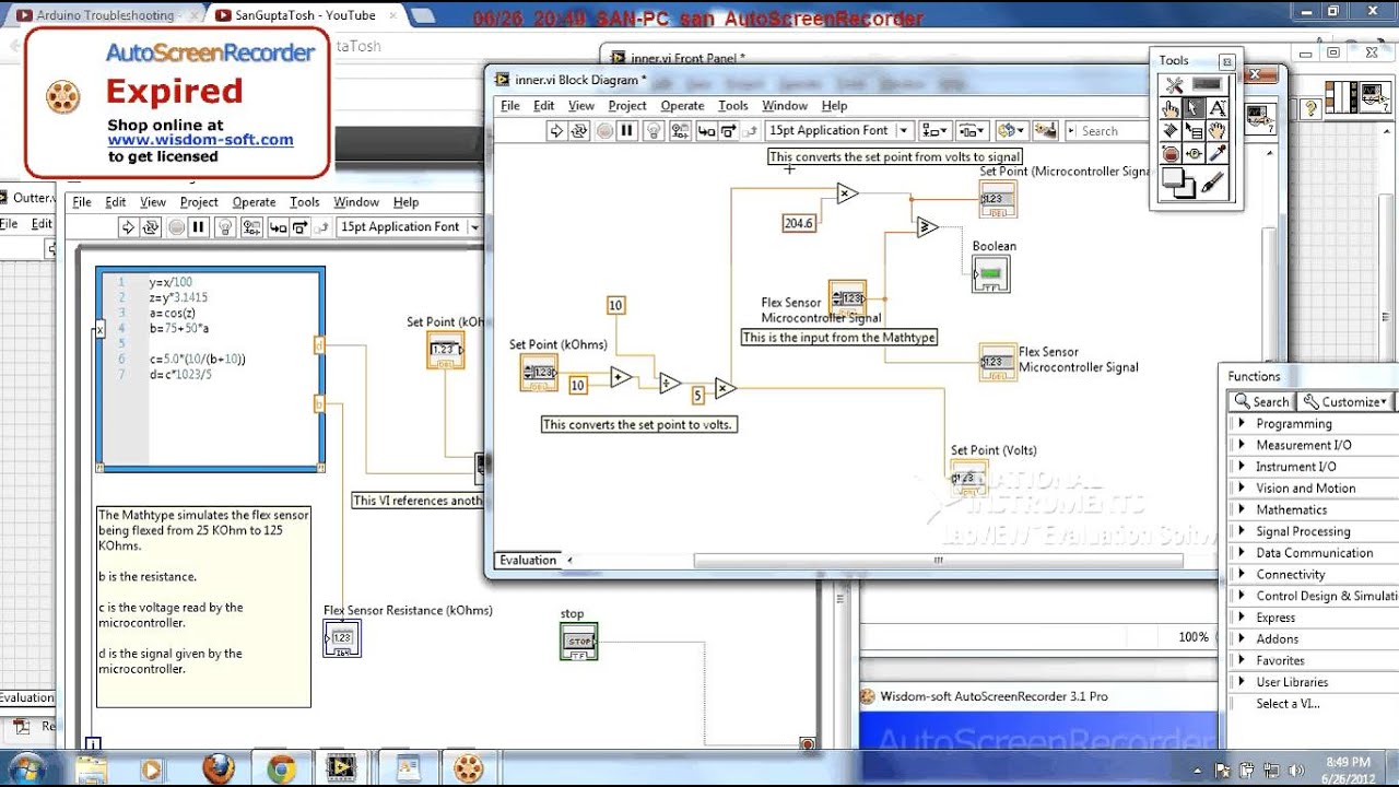 Flex Sensor Simulation in LabVIEW