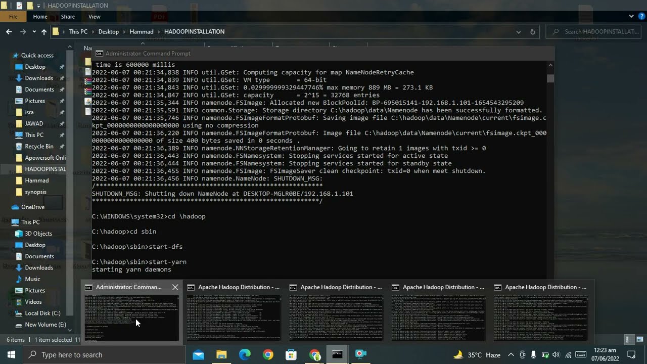 Word Count Task on Hadoop using Map Reduce on Windows 10