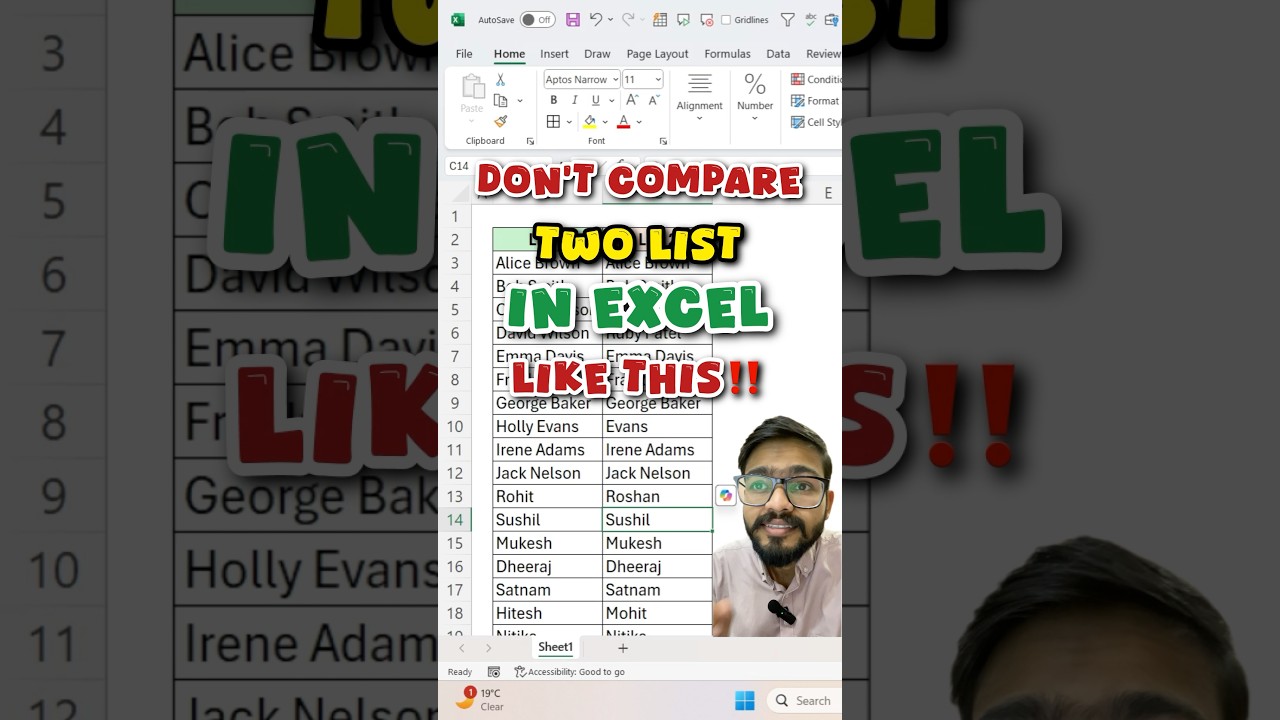 Don't Compare Two List in Excel Like this‼️Instead Use Amazing Trick #excel #exceltips #exceltricks