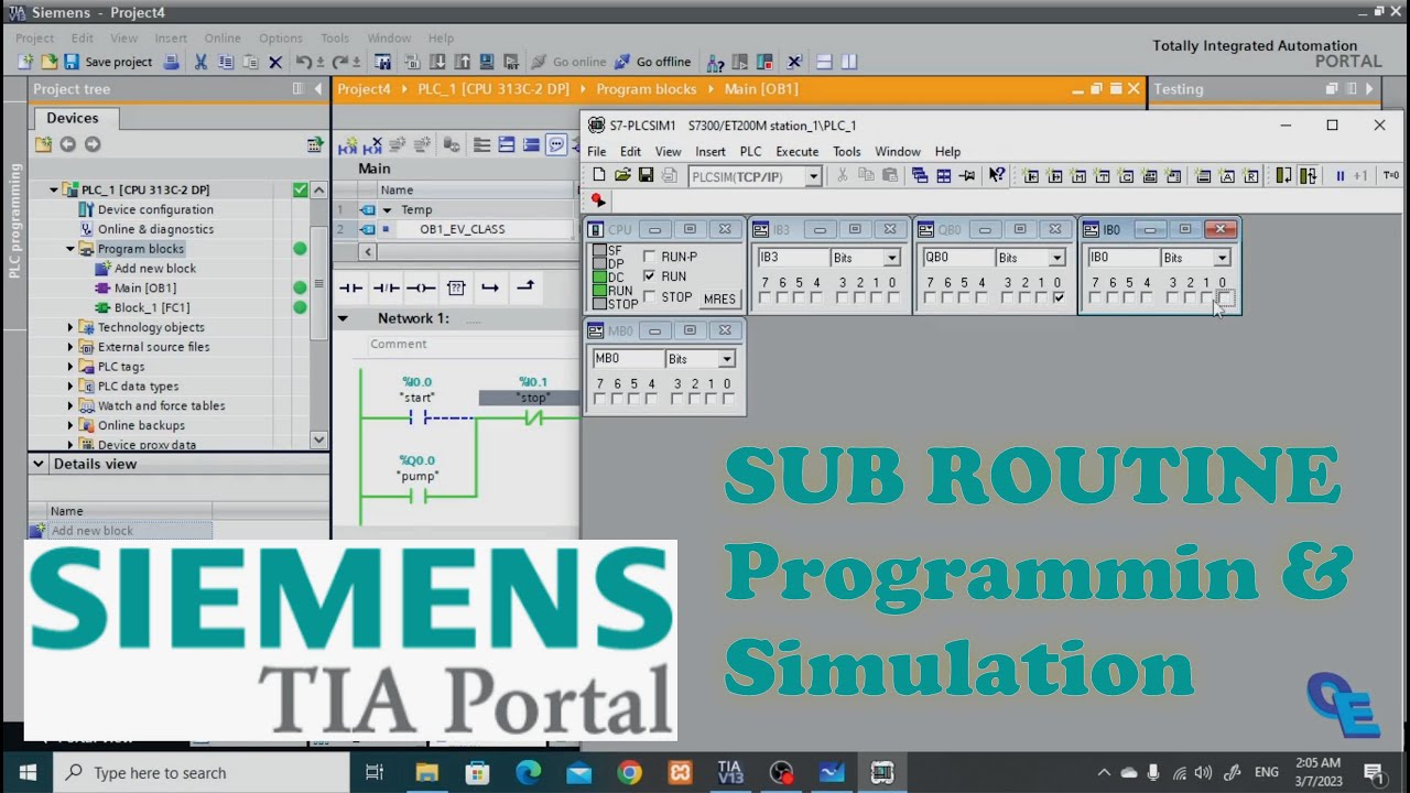 For beginners STEP 7 Siemens   subroutine programming and simulation #plc #plcprogramming #siemens
