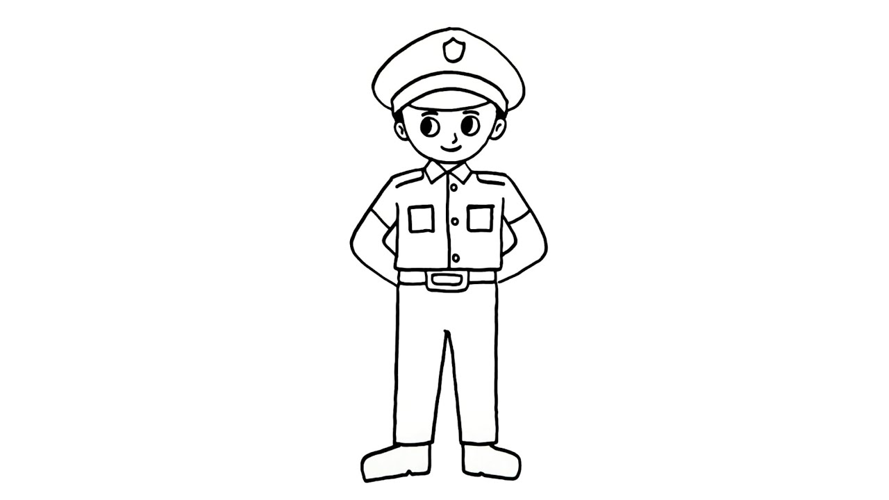 Police Drawing Easy | How to Draw a Policeman Step by Step for Beginners | Como desenhar um policial