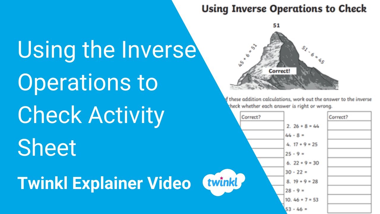 Using the Inverse Operations to Check Activity Sheet