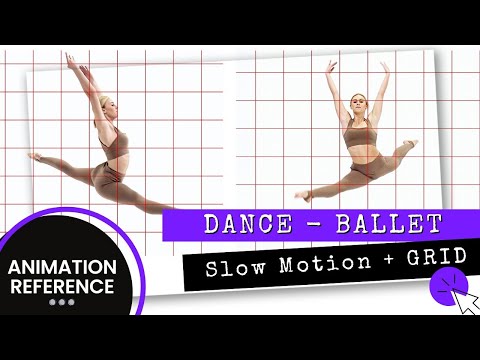 Dance Reference for Animation - Ballet - Female Dancer | Slo Motion + Grid. Animation Body Mechanics
