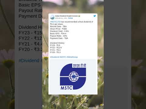 MSTC Ltd has recommended a final dividend for FY 2023. (23 May 2023)