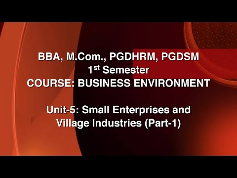 COURSE: Business Environment_Unit-5: Small Enterprises snd Village Industries (Part-1)