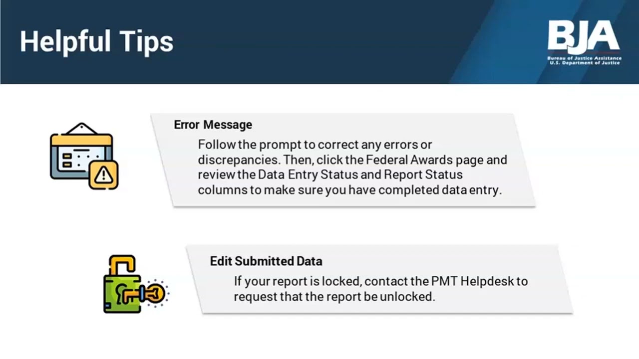 BJA Reporting System Overview: Navigation and FAQs