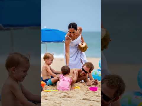 Archie and Lilibet have fun on the beach #royal #princeharry #meghanmarkle