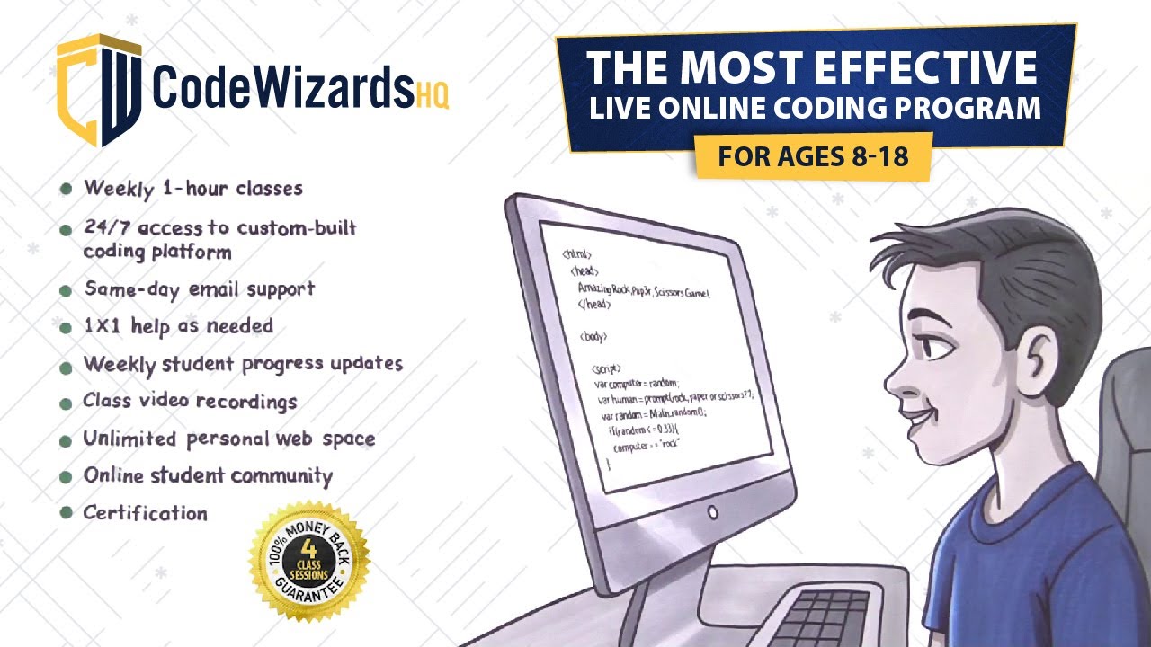 CodeWizardsHQ | Live, Online Coding Classes for Kids |  Ages 8-18 (Short, Captions)