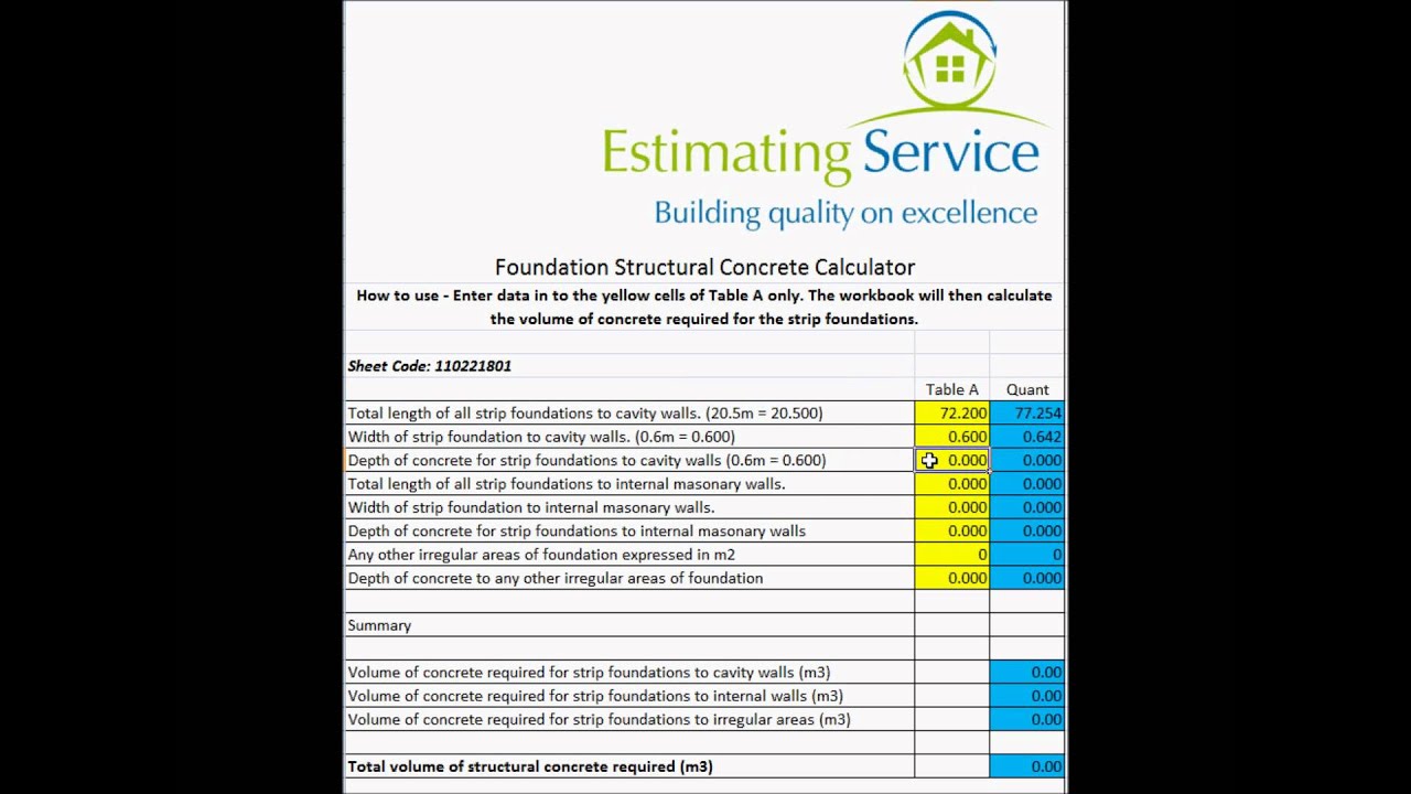 Foundation Structural Concrete Calculator
