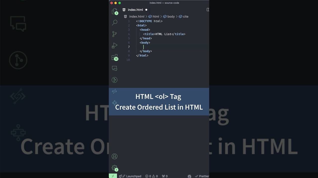 Create Ordered Lists in HTML, ol Tag  | HTML Tutorial for Beginners #html