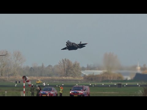 [4K] Many F35's Take offs ''Leeuwarden Airbase''