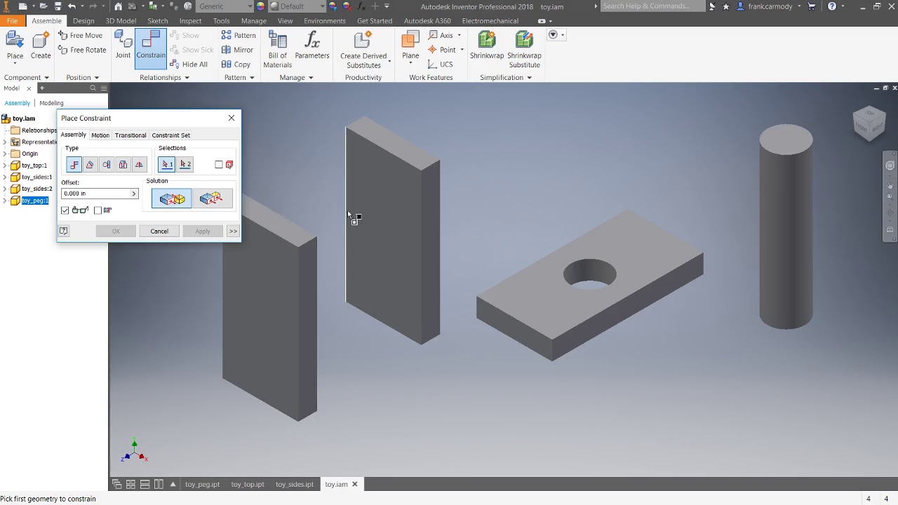 Autodesk Inventor 2018: 4 : Basic Assembly