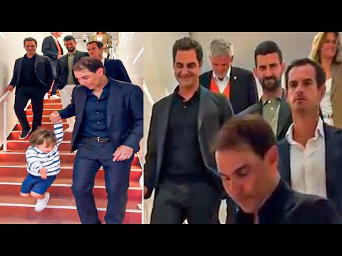 Nadal's Son Cracks Up Federer, Djokovic, Nadal, Murray as They Walk Down the Stairs | Roland-Garros