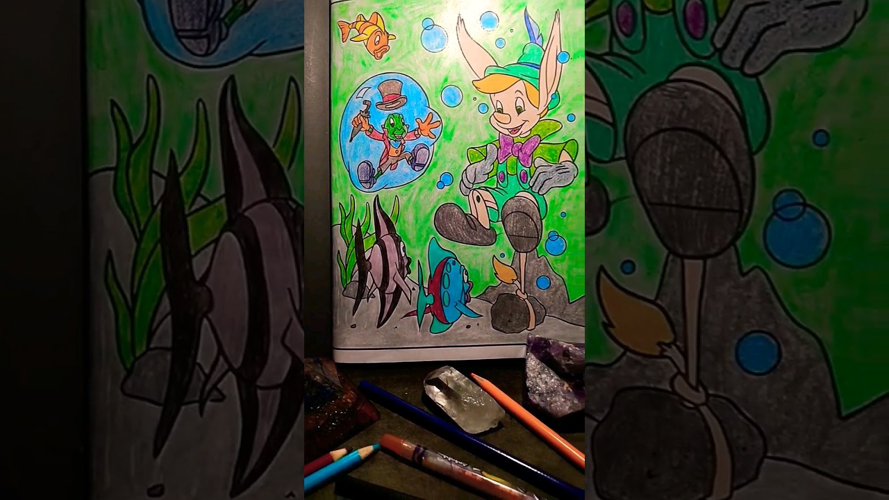 Pinocchio Completed Coloring Page with Crayola Disney