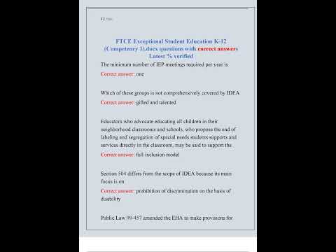 FTCE Exceptional Student Education K 12 Competency 1 pdf