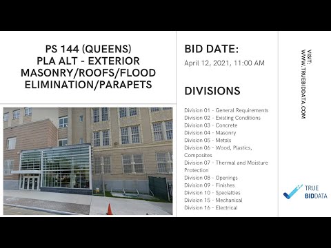 PS 144 (Queens) PLA Alt - Exterior Masonry/Roofs/Flood Elimination/Parapets