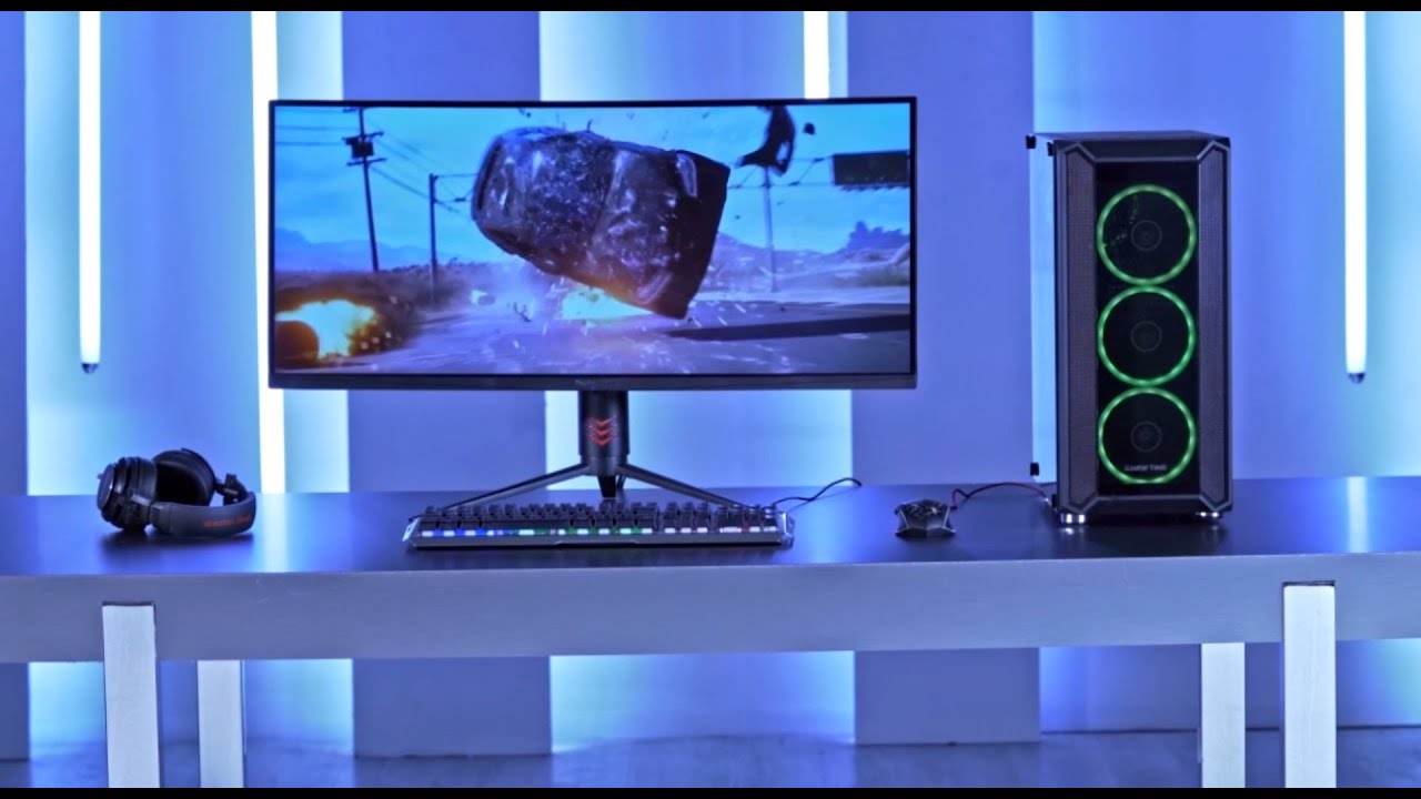 Master Tech XG345 Gaming Monitor,T400 Gaming  PC Cases and MK9400 Keyboard and mouse