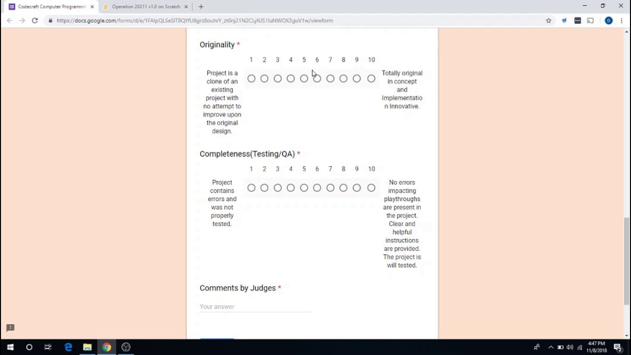Scratch Rubric Review