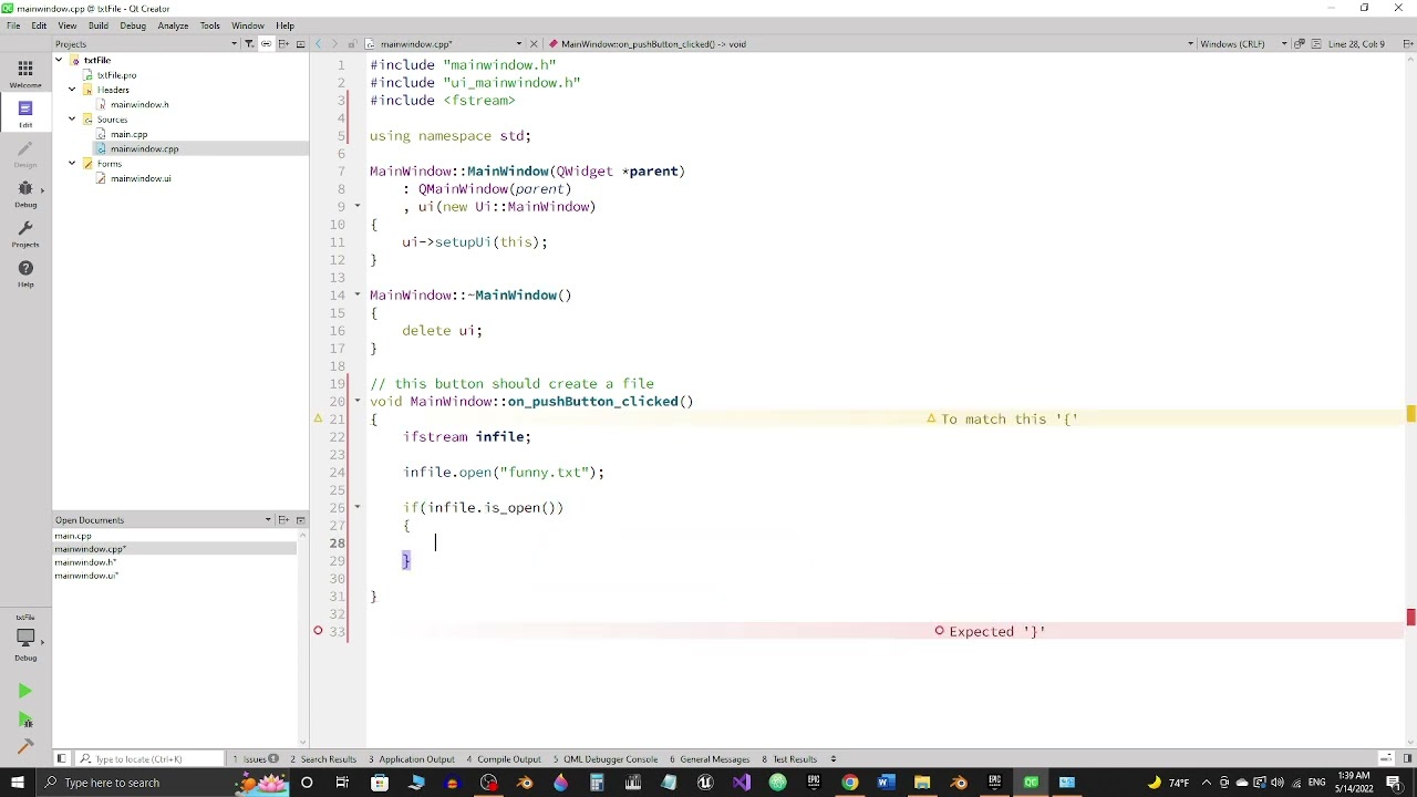 PROBLEM: struggling to open file in qt creator