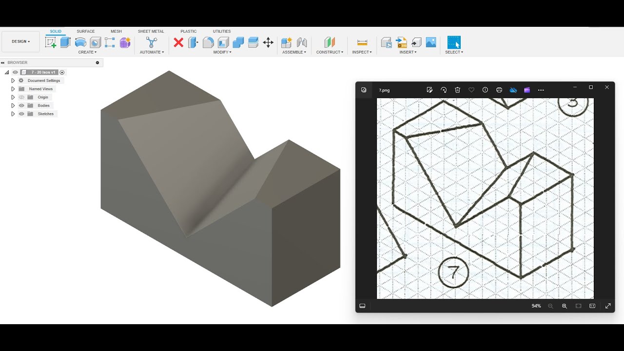 Autodesk Fusion Tutorial - 3D Modeling - 20 Isos Project - Solid Model #7