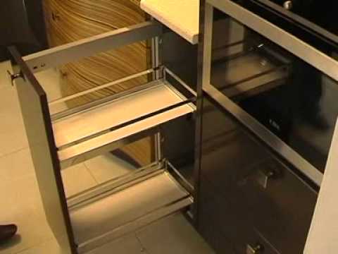 DIY Kitchens - 300mm pull out base unit with white gloss shelves