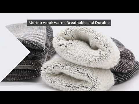 Merino Wool Socks, RTZAT Outdoor Thick Thermal Cushioned Moisture Wicking Hiking Crew Socks Reviews