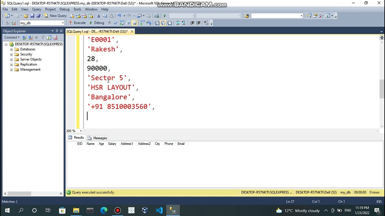 INSERT INTO TableName values