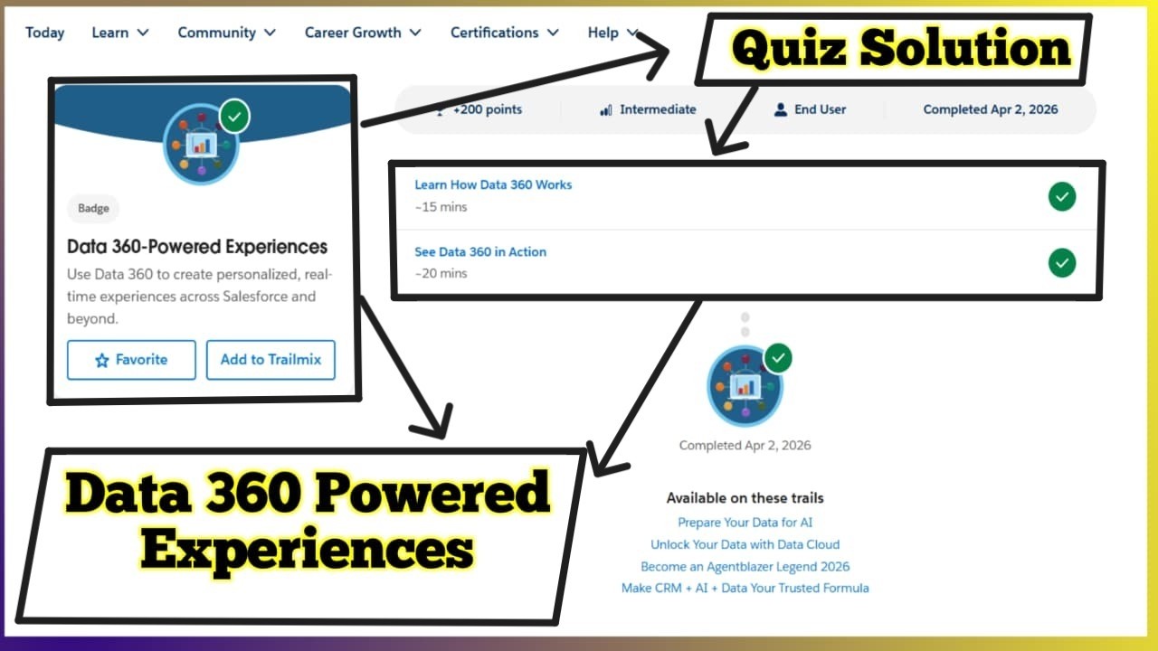 Salesforce Data 360 Badge | Quiz Answers & Key Learnings