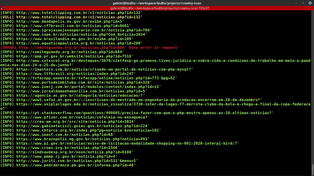 Crowley-scan: exploitation SQL injection using google hacking and python