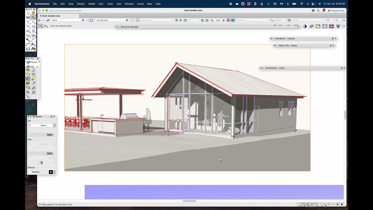 Vectorworks sepia/sketch rendering overview