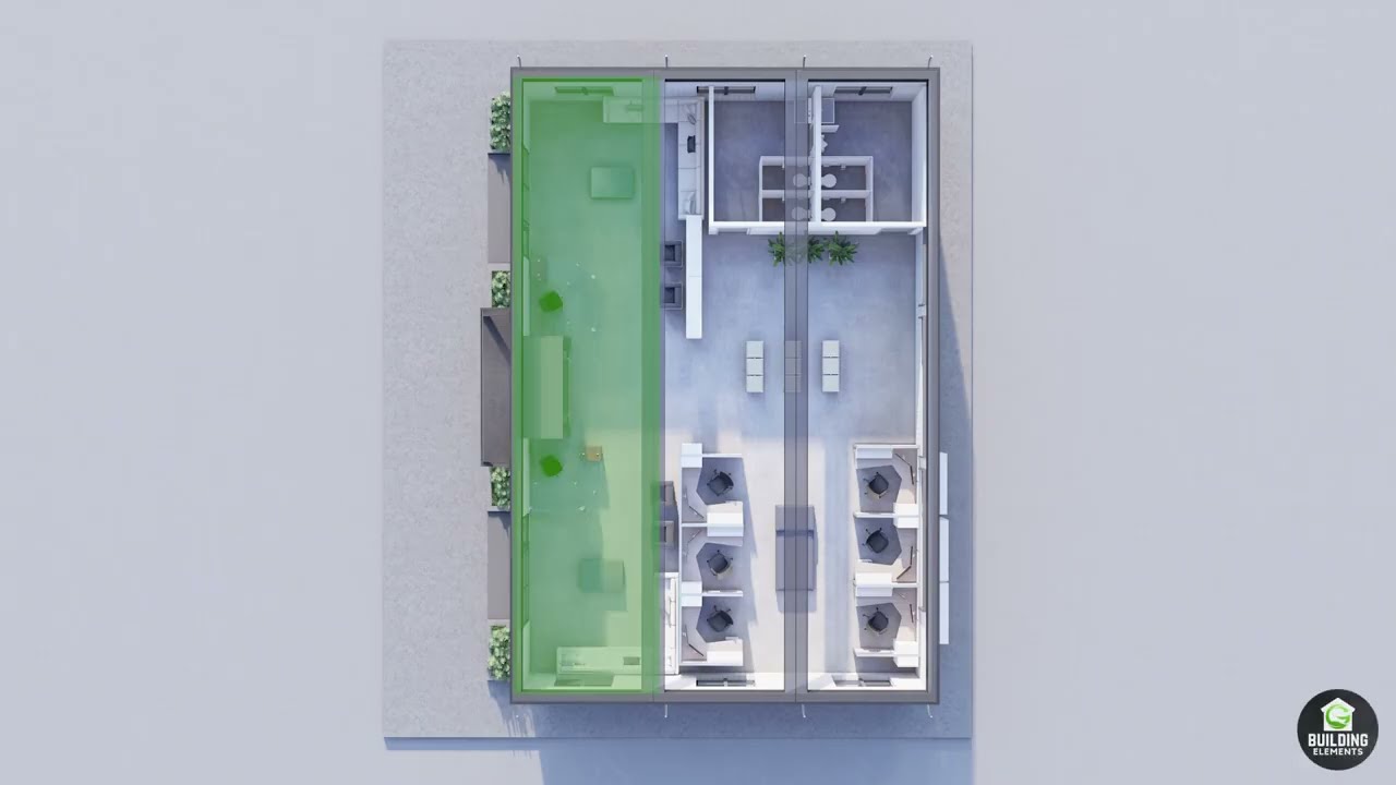Modular Office Building 60x36 - 3D Rendering