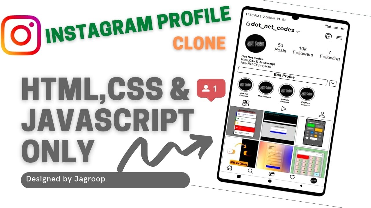 instagram profile clone | How to build instagram profile using html,css & javascript #instagram