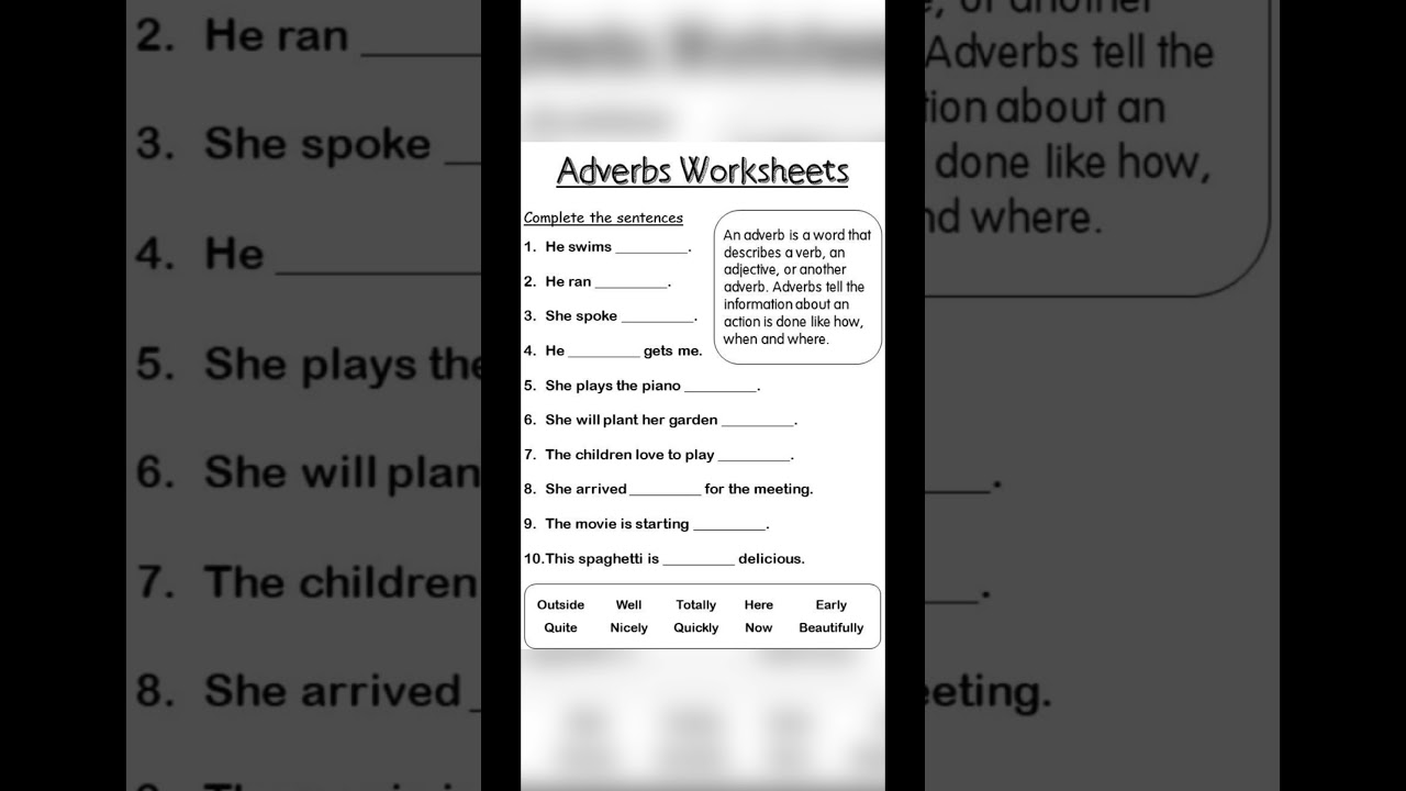 #grammar Adverb worksheet