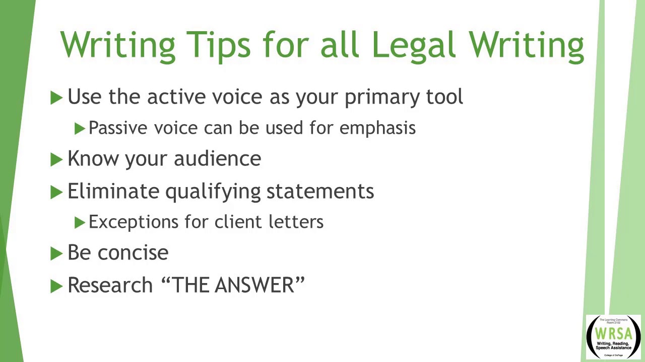 Legal Writing Workshop - Part 1: 10 Legal Writing Tips