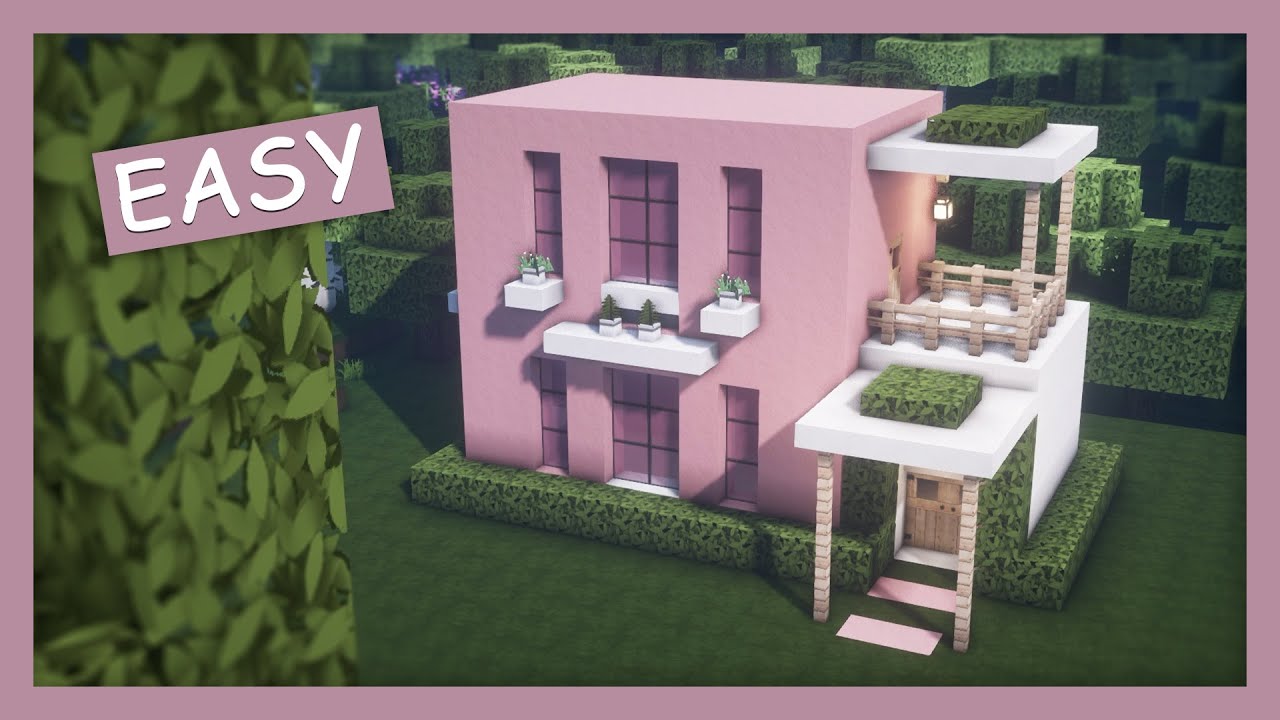 Minecraft 🌷 How to Build a Modern House Tutorial Girls colour pink😊 ...