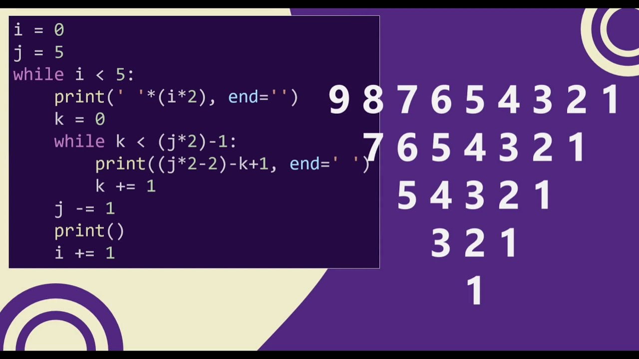 41 Number Triangle/Pyramid Pattern without any pre-defined method using while loop in Python