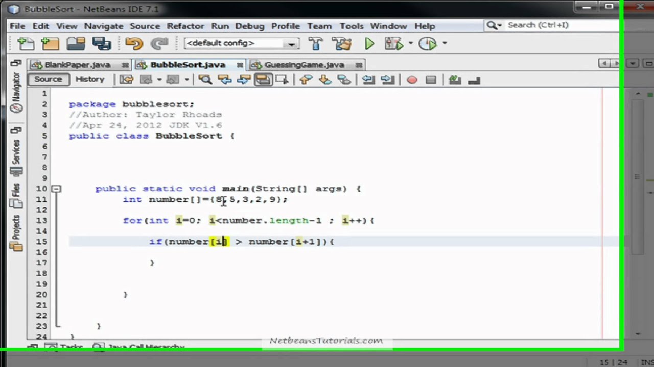 Sorting Array Numbers Java; Bubblesort Algorithm, Java Tutorial