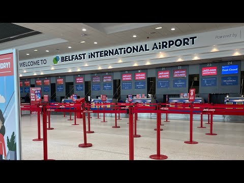 Inside Belfast International Airport (and walking into the terminal)