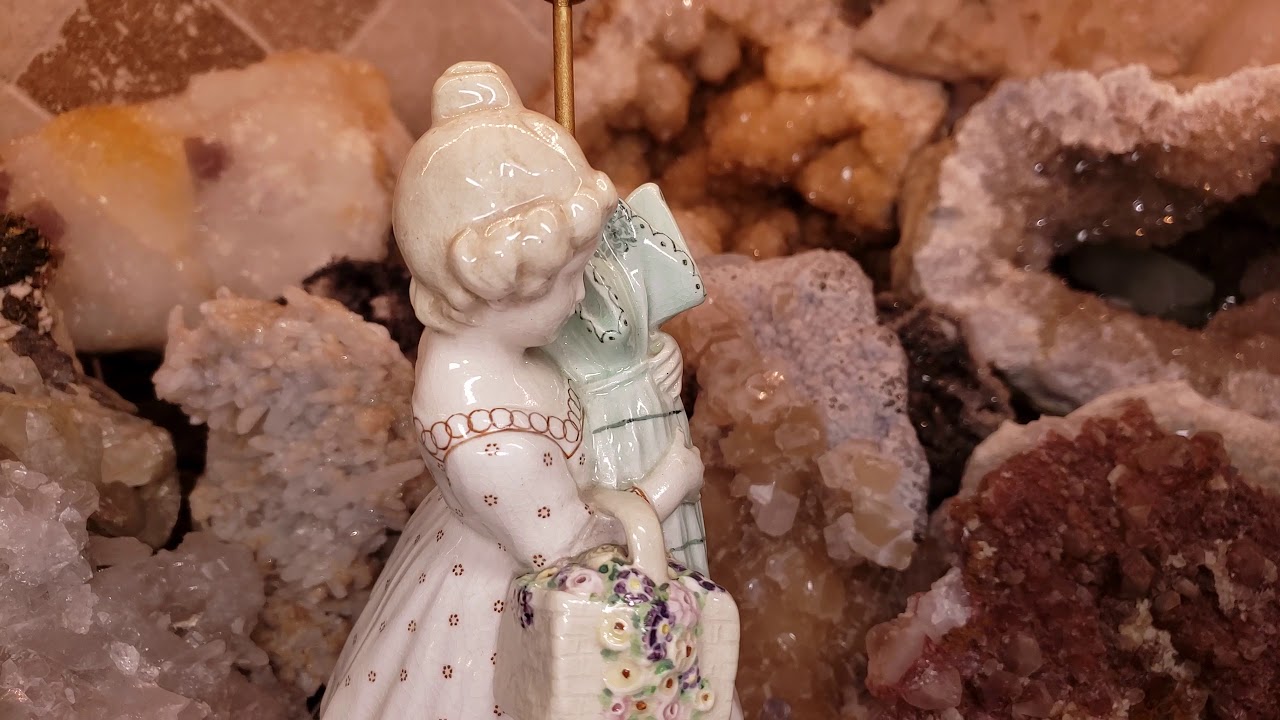 Antique Austrian Friedrich Goldscheider Ceramic Figure Of A Girl With An Umbrella