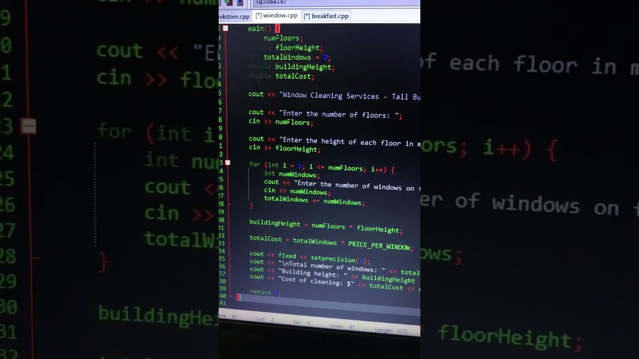 window cleaning c++ #code #codemasters #coders #coderstokyo #coding #codinglife #codingninja #cpp