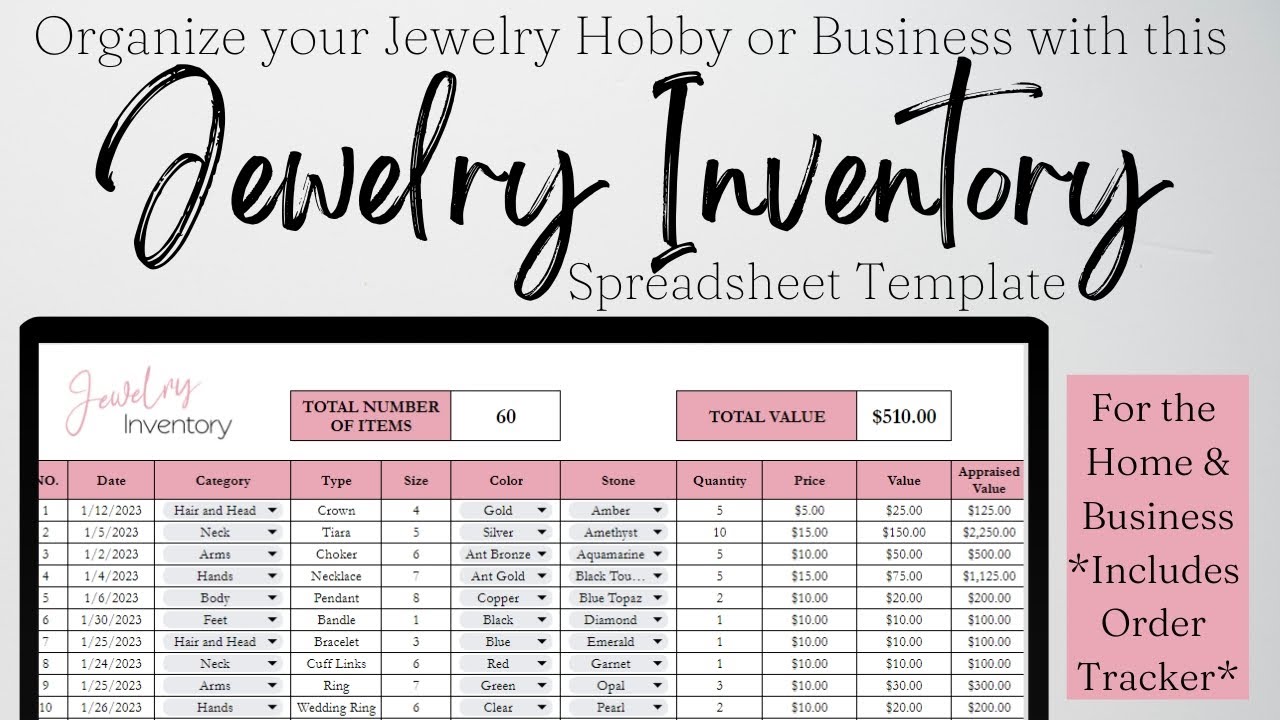 Jewelry Inventory System, Jewelry Inventory Spreadsheet, Jewelry Inventory Excel Spreadsheet Google