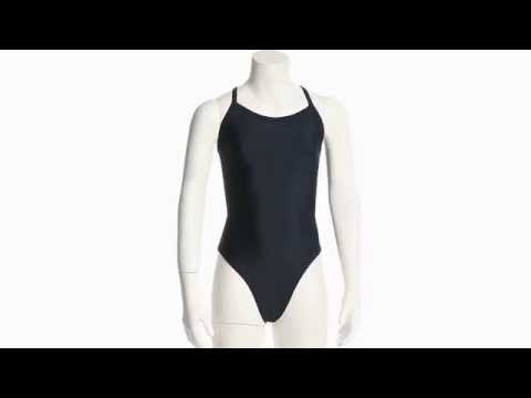 iSwim Essential Solid Thin Strap One Piece Swimsuit Youth (22-28) | SwimOutlet.com