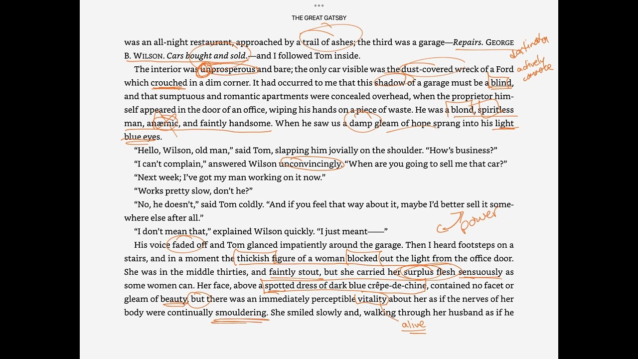 Great Gatsby ch 2 with annotations