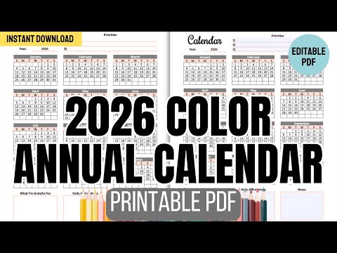 2026 Calendar Color Printable PDF