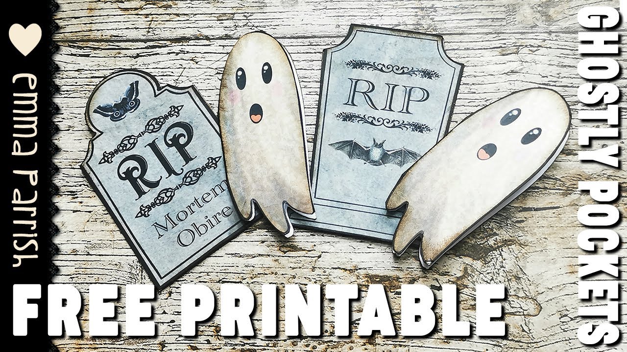 Free Printable Halloween Ghost Cards & Tombstone Pocket Envelopes