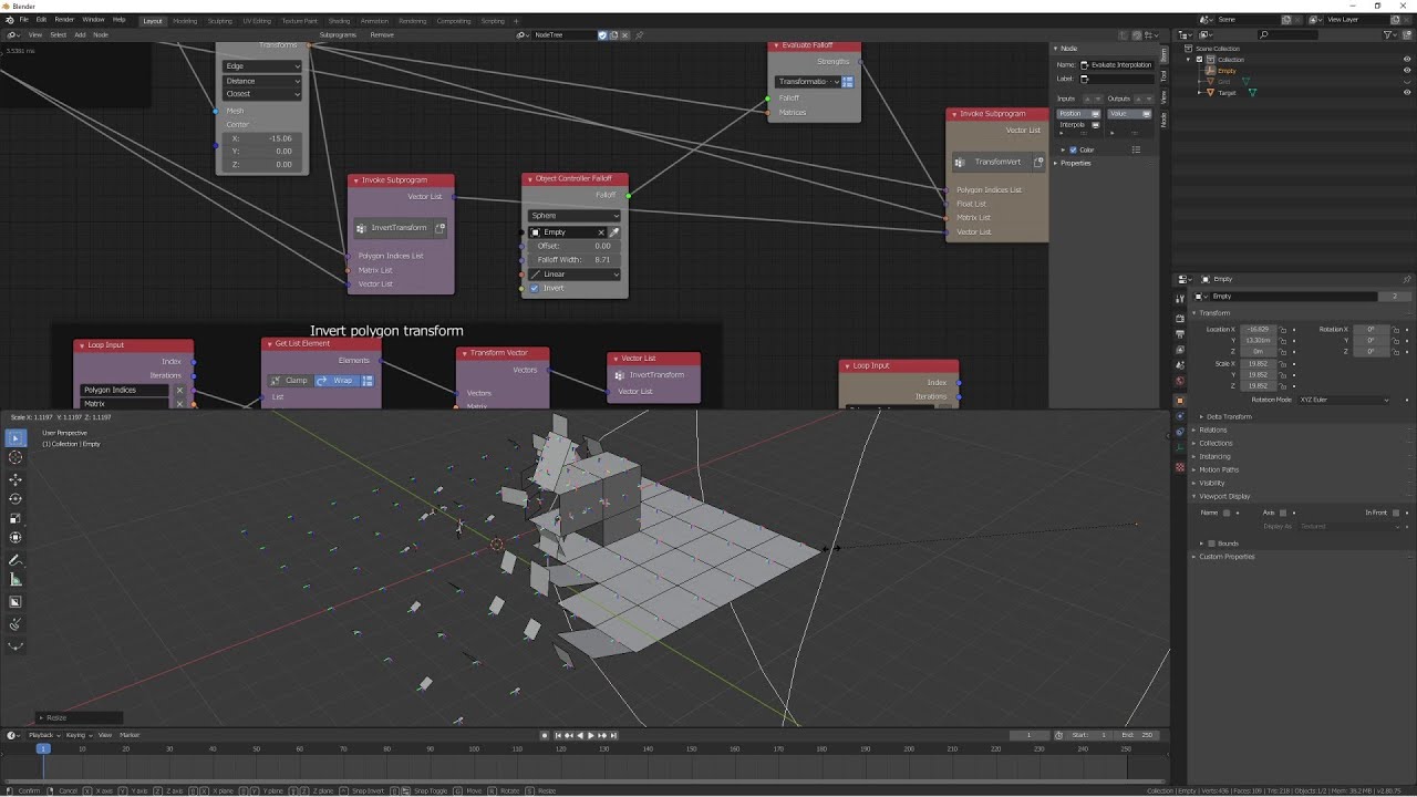 Animation Nodes: Transform per polygons around own edge