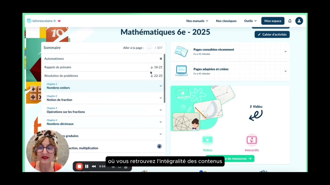 Nouveaux manuels numériques 2025 - présentation de la page d'ouverture