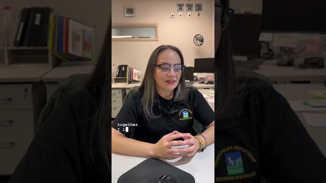Meet Records Specialist Danielle at Tigard PD!